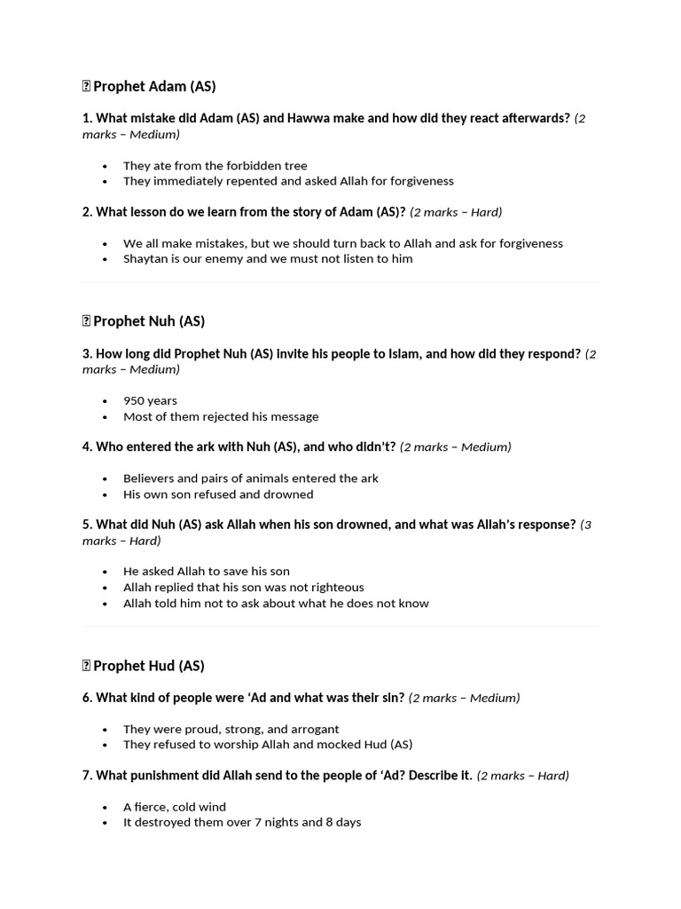 Stories of the Prophets: Lessons Learned | PDF | Religious Belief And ...