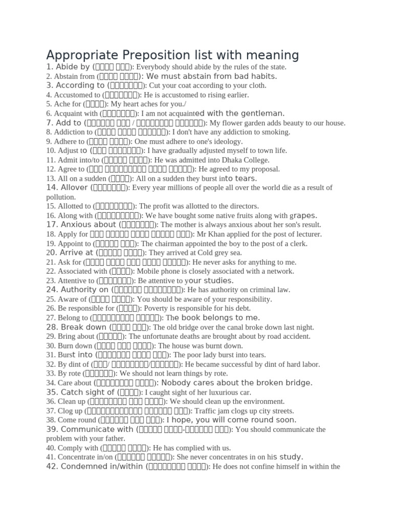 Appropriate Preposition Shit | PDF