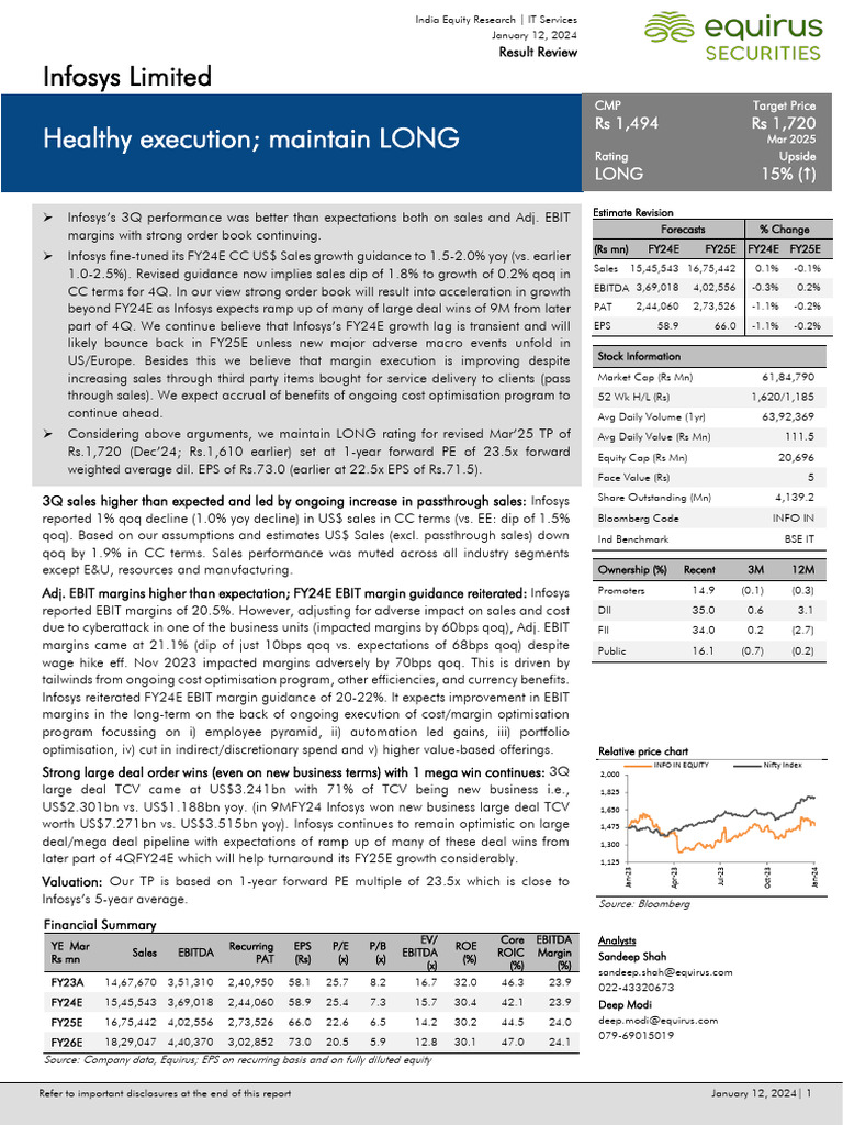 Infosys Q3 FY24 Result Review: Strong Performance | PDF | Economies ...