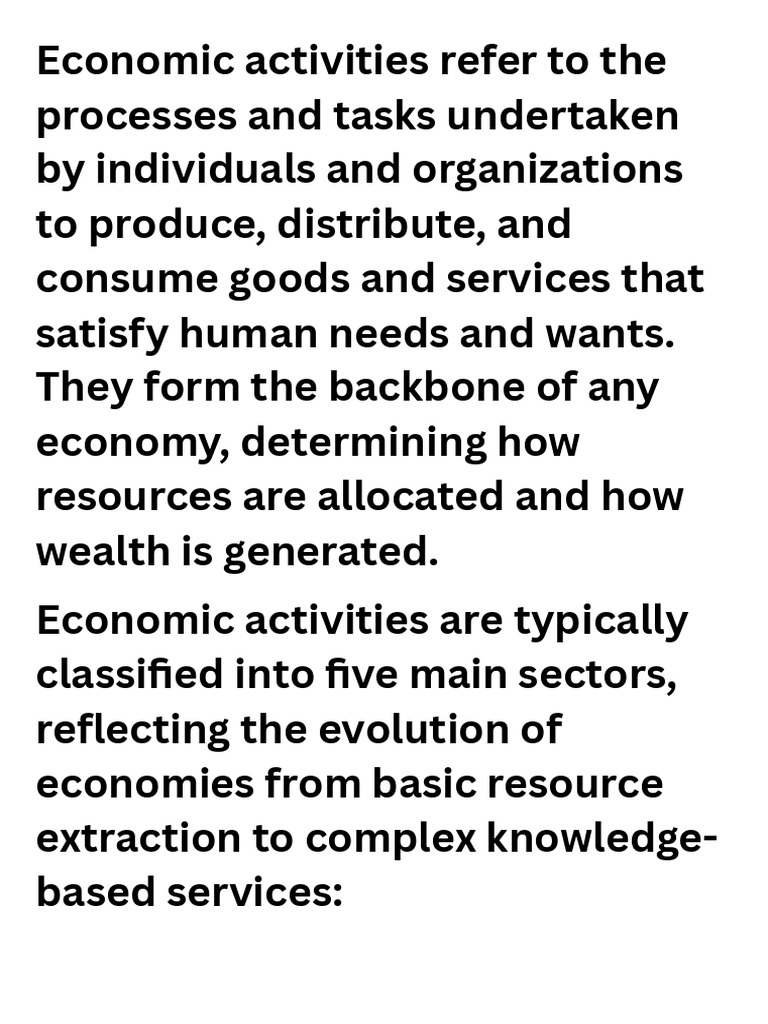 Economic Activities Refer To The Processes and Tasks Undertaken by ...