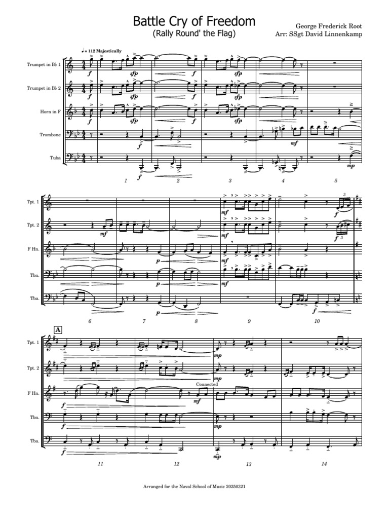 Battle Cry of Freedom Arrangement | PDF | Brass Instruments | Aerophones