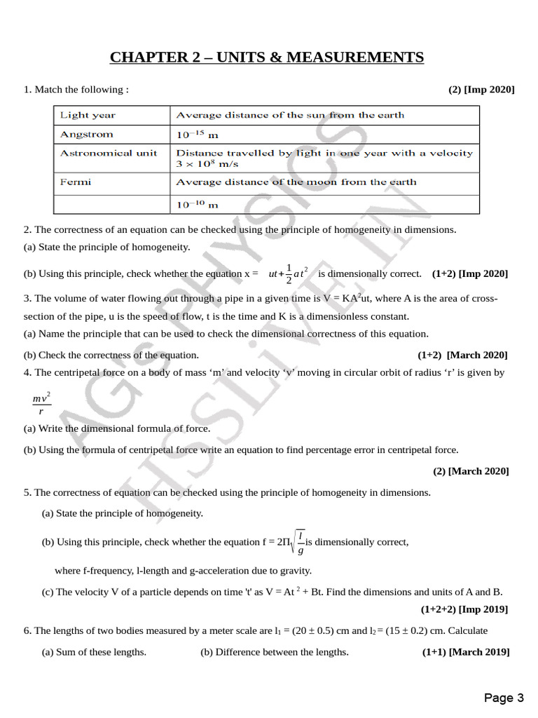 Prev Years Questions Chapter 1 & 2 | PDF | Acceleration | Velocity