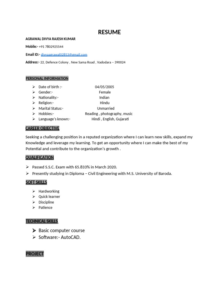 Resume - Agrawal Divya | PDF