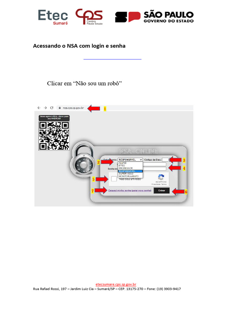 Tutorial para Alterar Senha NSA Responsavel | PDF