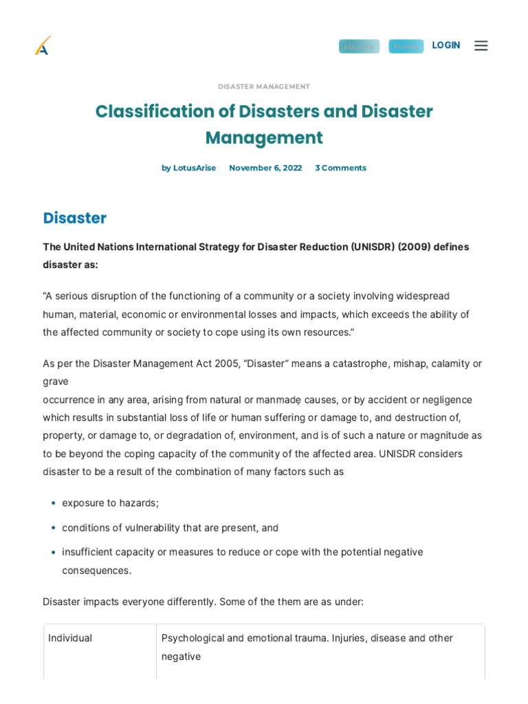 Classification of Disasters Explained | PDF | Flood | Volcano