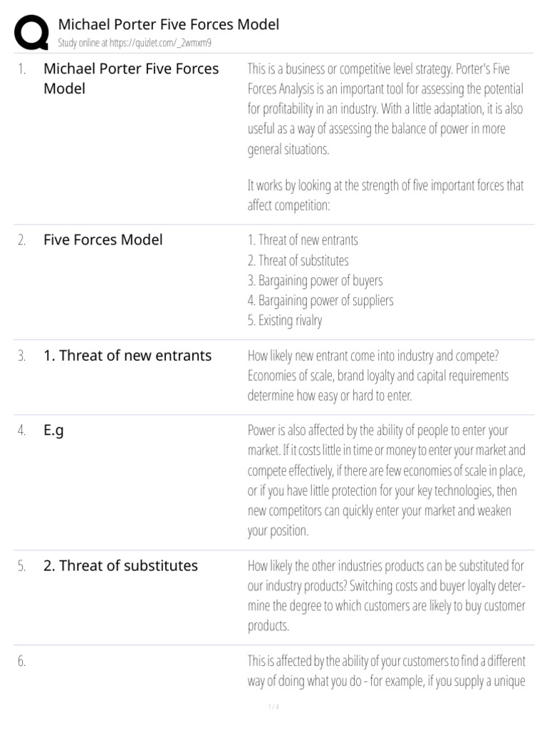 Michael Porter Five Forces Model | PDF | Business Economics | Economies