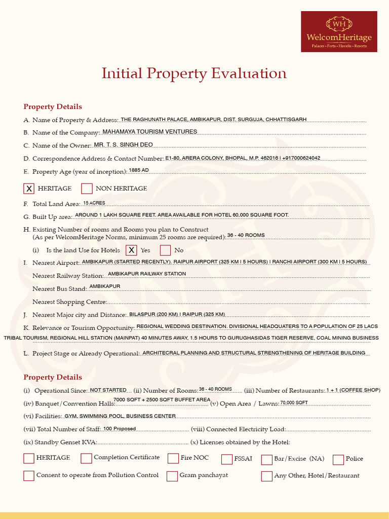 Initial Property Evaluation Form | PDF