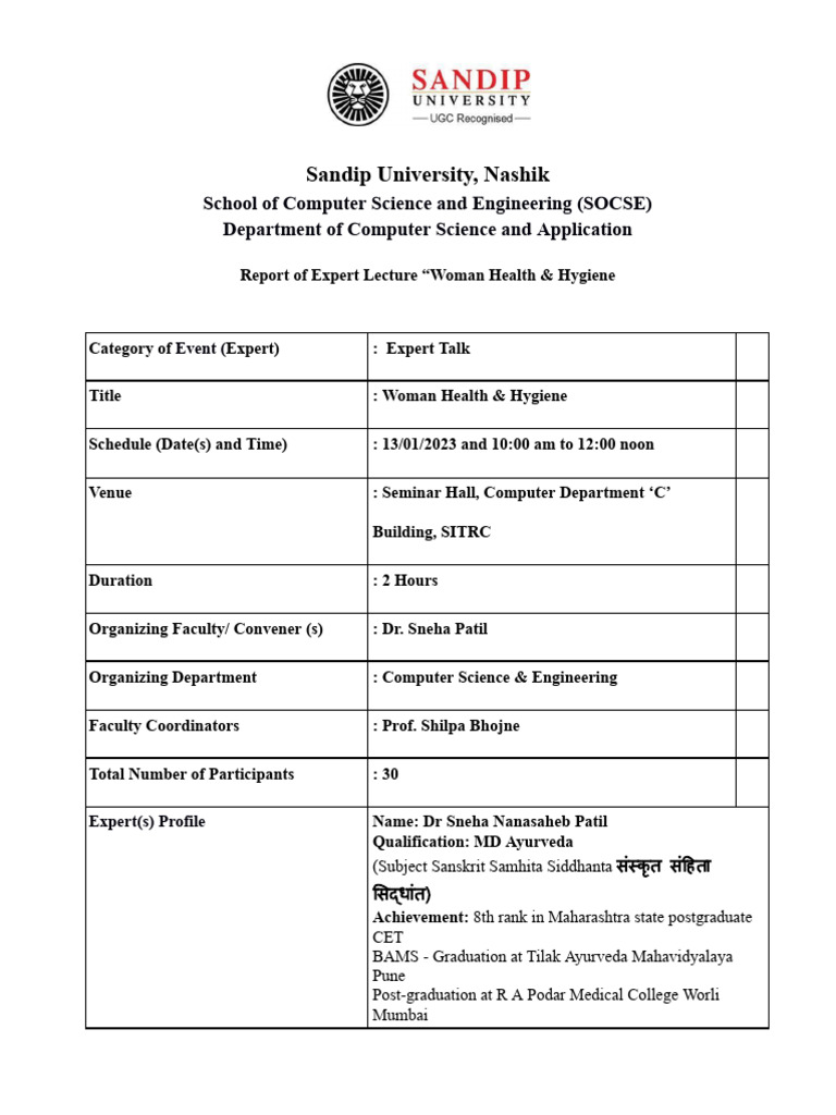 Report - Women Health and Hygiene - 13-01-2023 | PDF | Ayurveda | Medicine