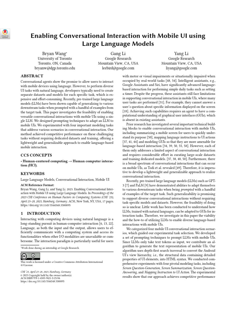 Enabling Conversational Interaction With Mobile Ui Using Pdf User Interface Information