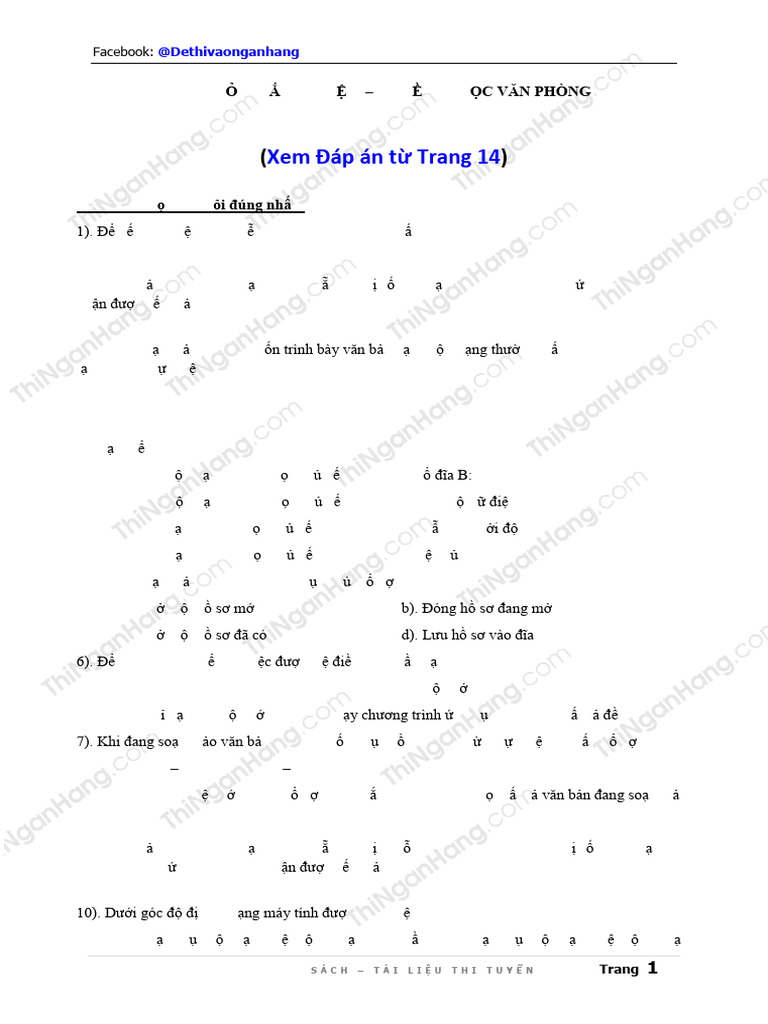 Ngan Hang Cau Hoi Trac Nghiem Tin Hoc Van Phong - Office 2003 | PDF