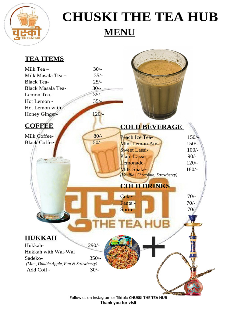Chuski The Tea Hub New Menu | PDF | Tea | Foods