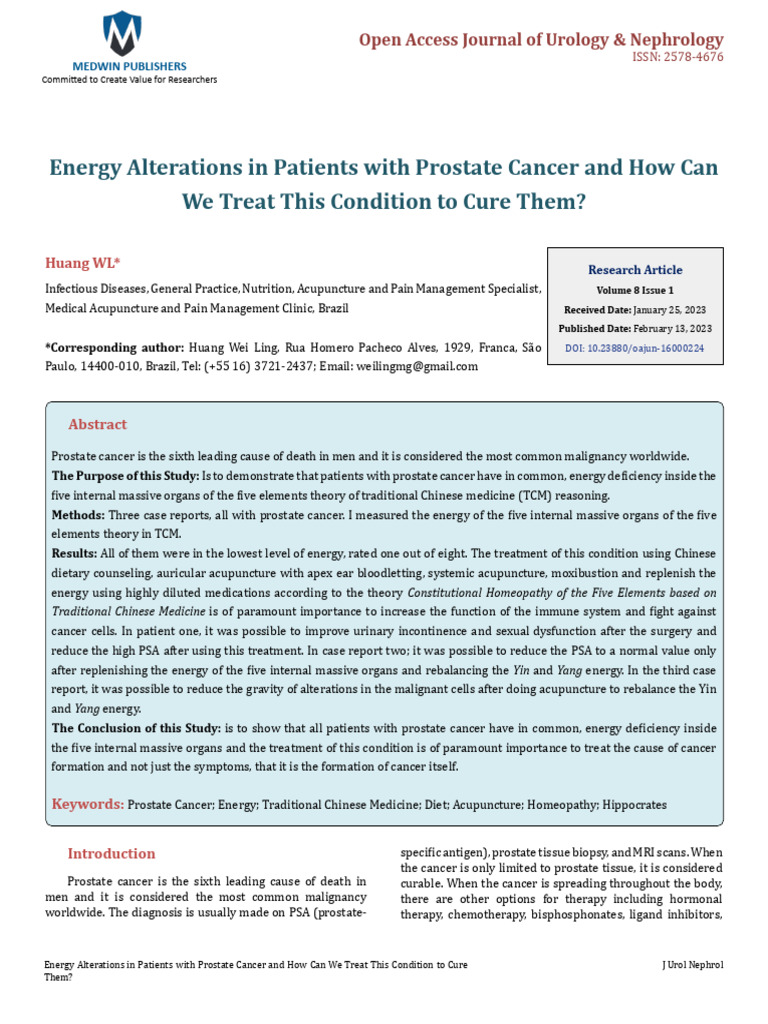 Energy Deficiency in Prostate Cancer Treatment | PDF | Traditional ...