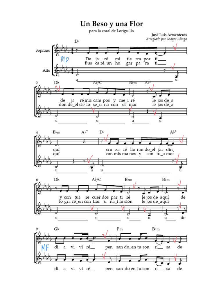 Partitura: Un Beso y una Flor | PDF