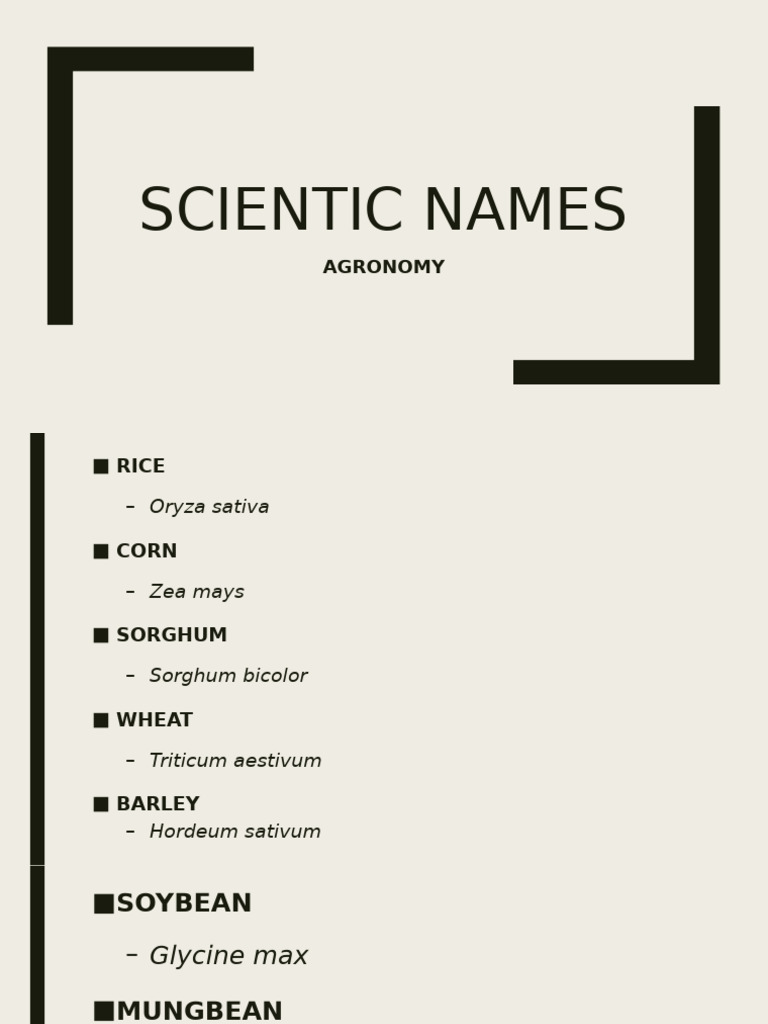 Scientific Names of Common Crops | PDF