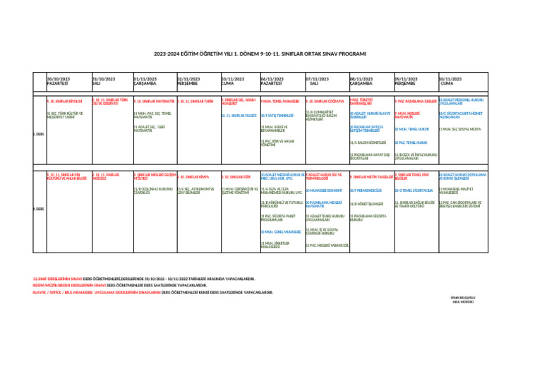 Ortak Sinav Programi 1 | PDF