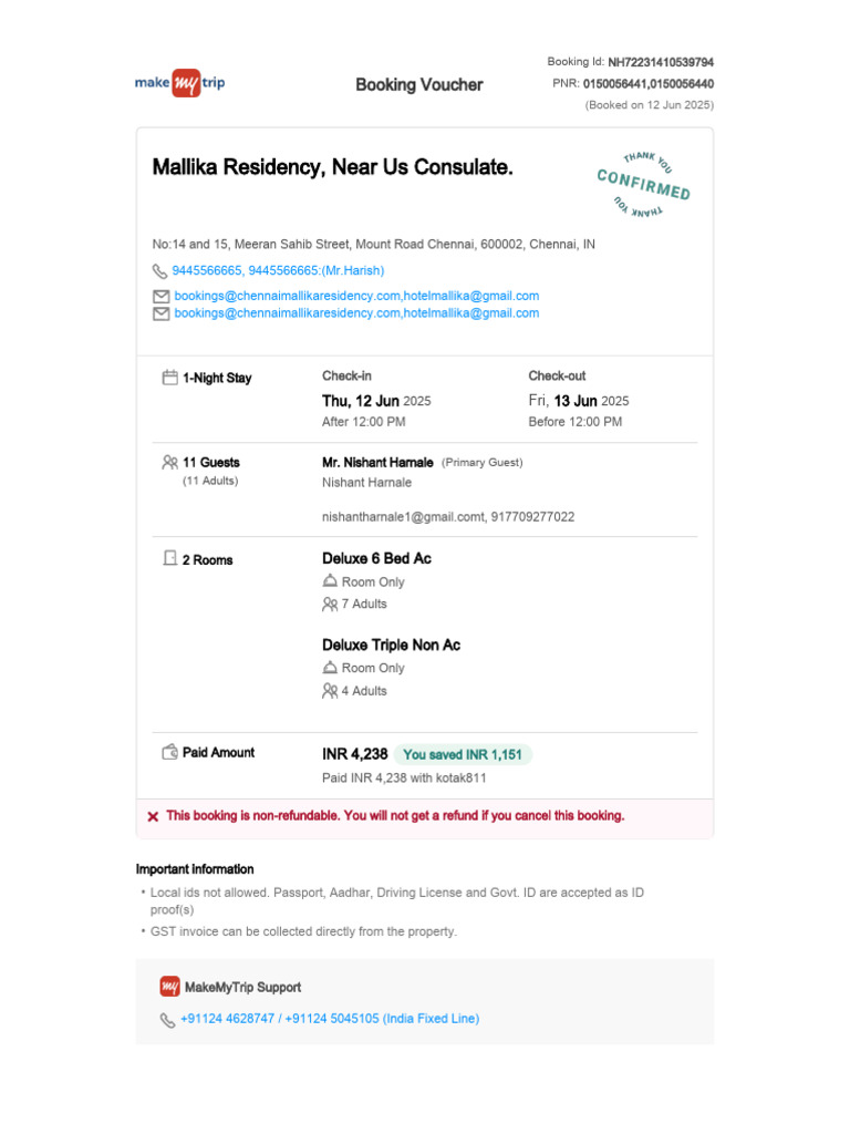 Booking Confirmation Voucher | PDF