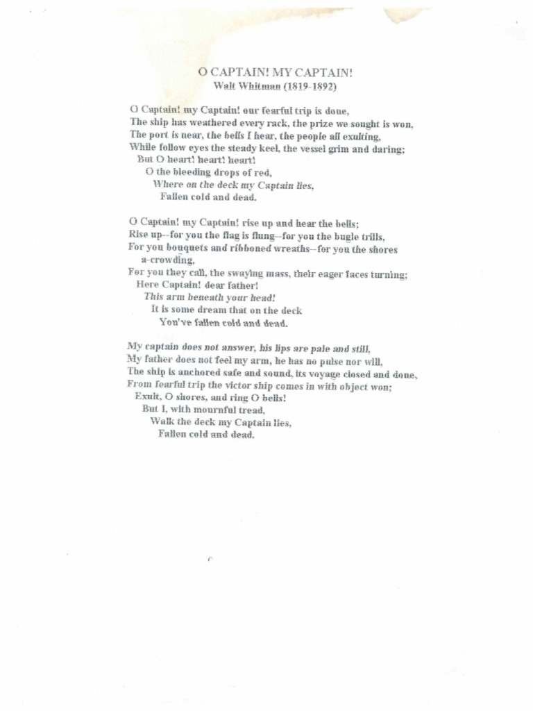 O Captain, My Captian | PDF