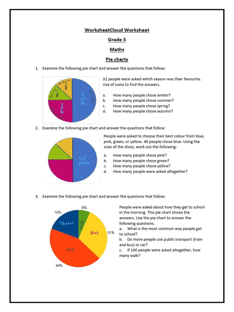 WSC Gr5 Maths Pie Charts Ws1 | PDF