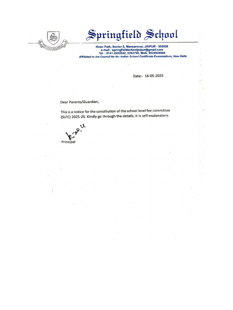 PTA Letter - 2025-26 | PDF
