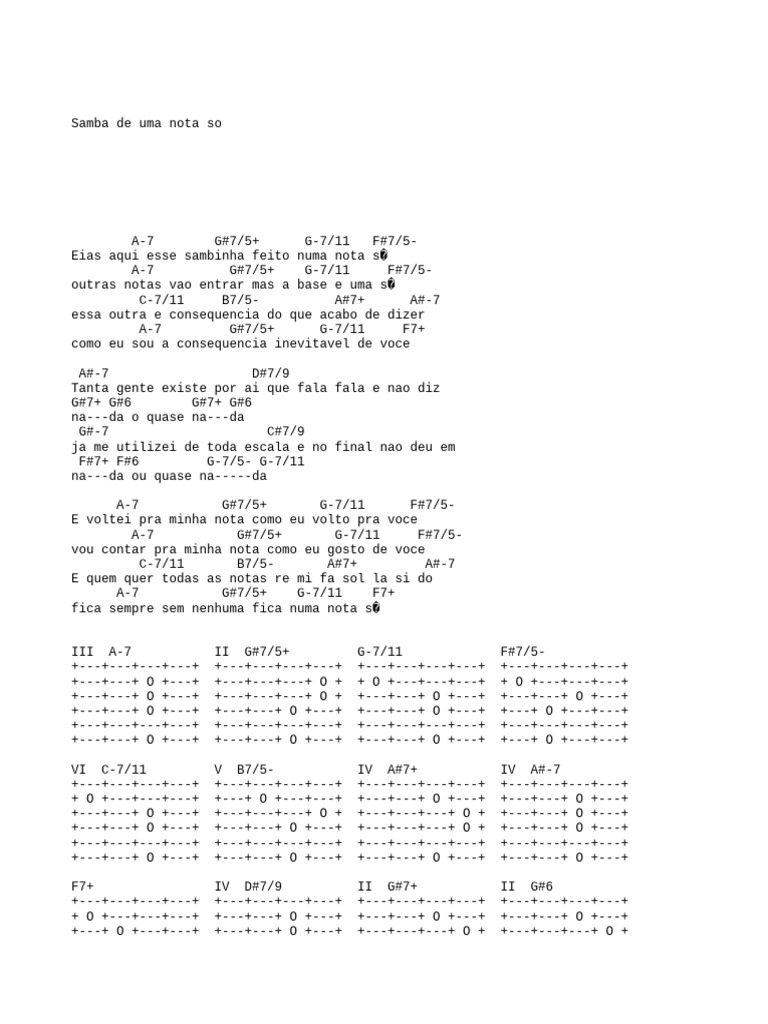 Samba de Uma Nota Só: Letra e Acordes | PDF