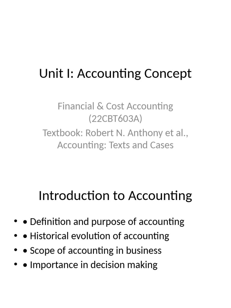 Unit 1 Accounting Concepts | PDF