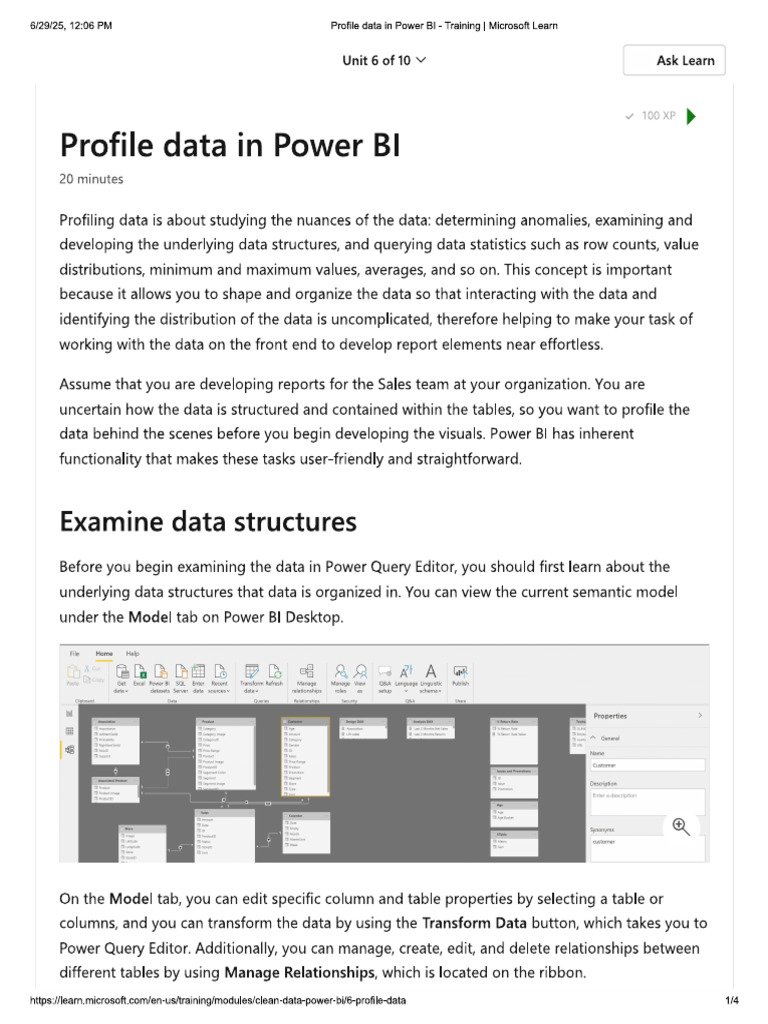 Profile Data in Power BI | PDF