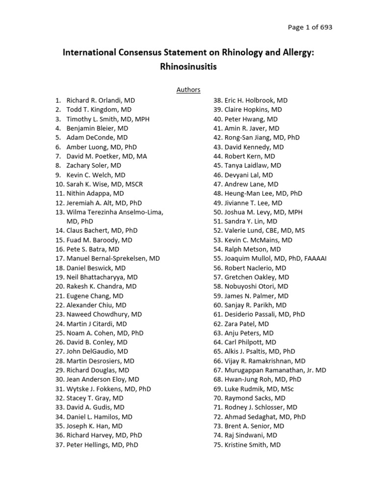 International Consensus On Rhinosinusitis | PDF | Clinical Medicine | Medicine