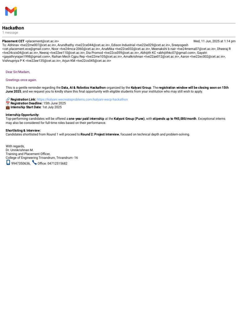 Gmail - Hackathon | PDF