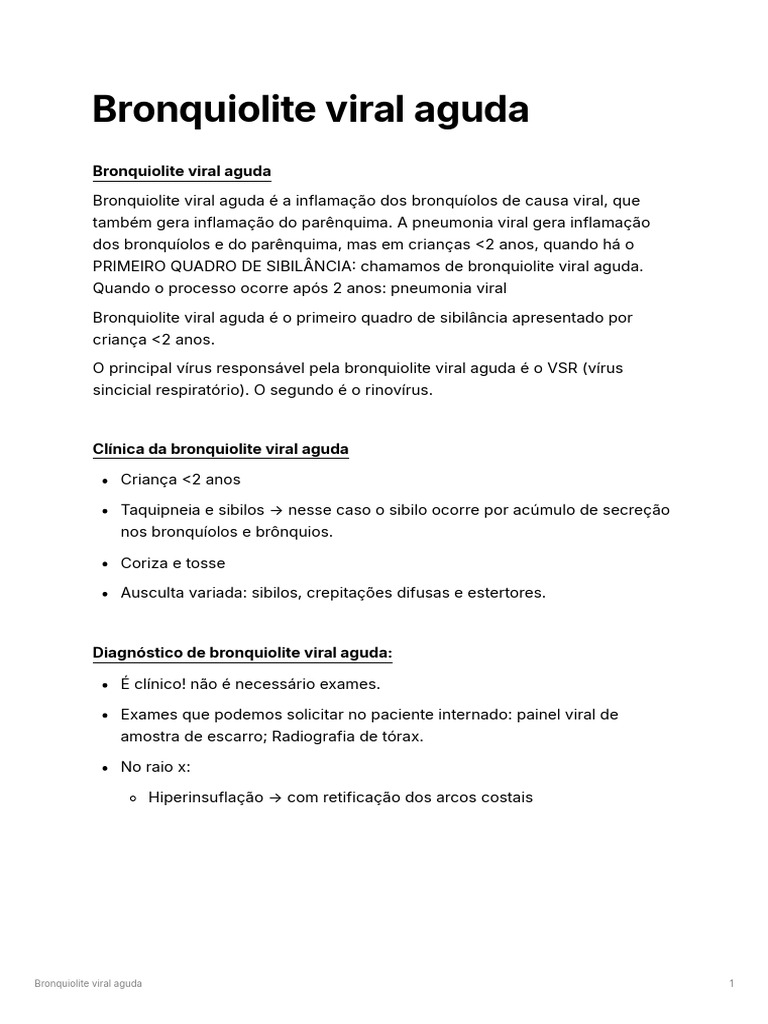Diagnóstico e Tratamento da Bronquiolite | PDF | Virologia | Ciências ...