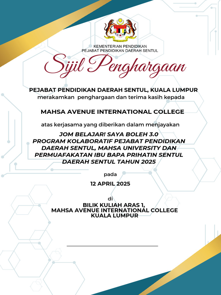 Contoh Sijil Rakan Strategik | PDF