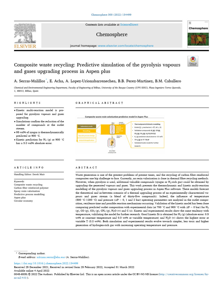 Composite Waste Recycling - Predictive Simulation of The Pyrolysis ...