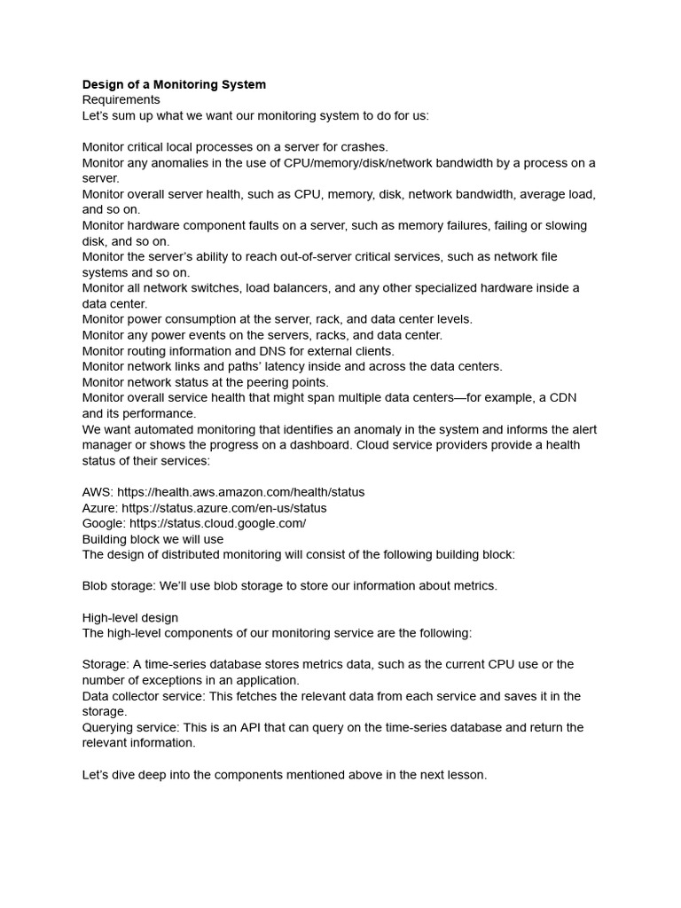 Montoring System - 1 | PDF