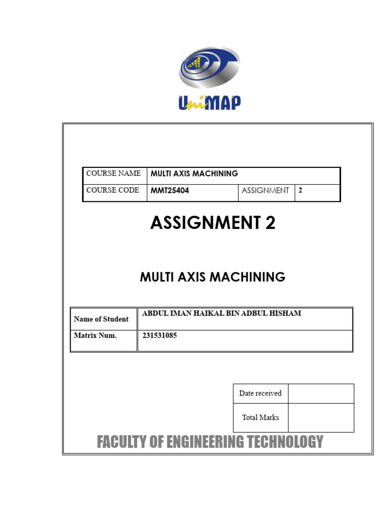 Assingment 2 Multi Axis Machining | PDF