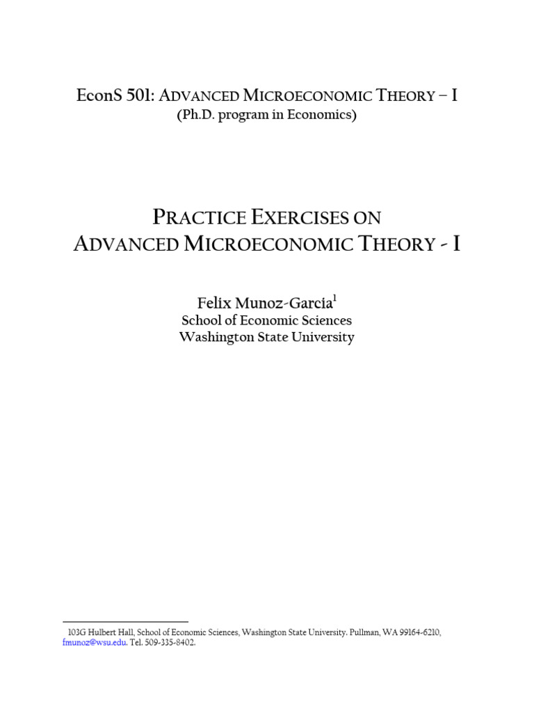 Practice Exercises Advanced Micro | PDF | Risk Aversion | Utility