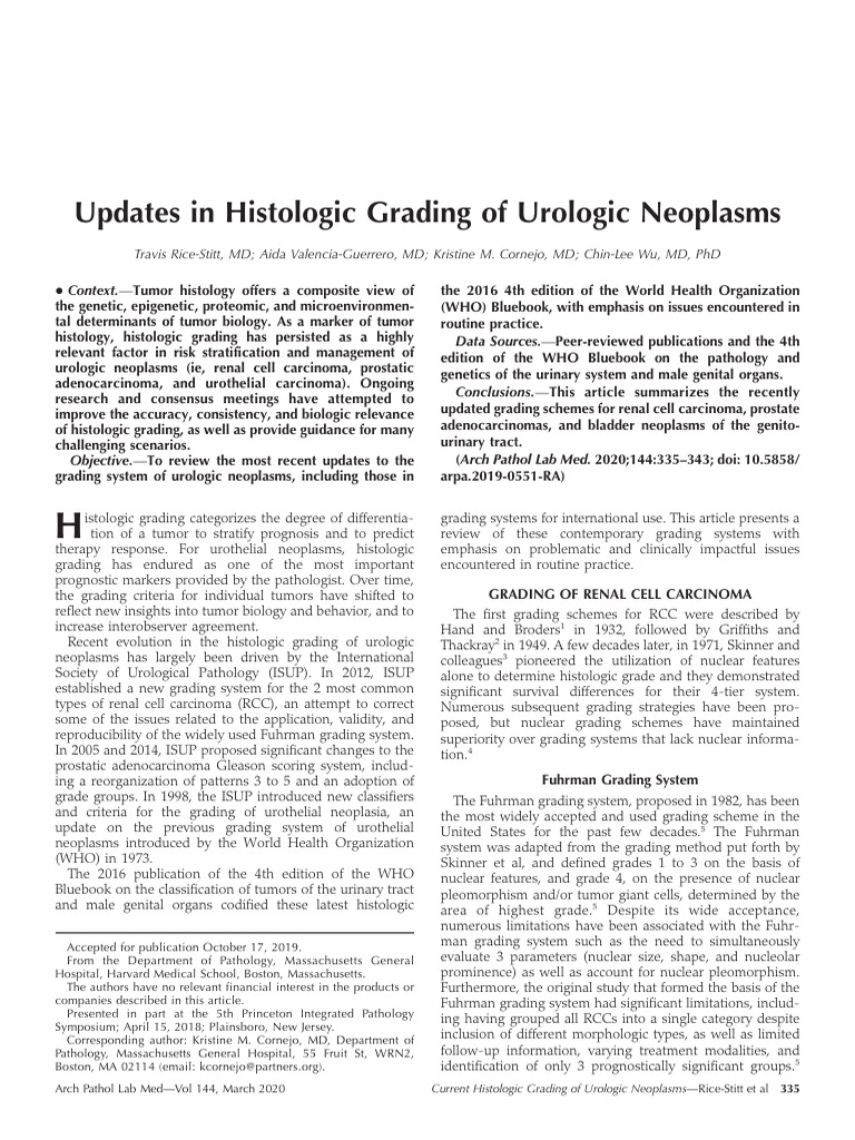 Updates in Histologic Grading of Urologic Neoplasms: Context | PDF ...