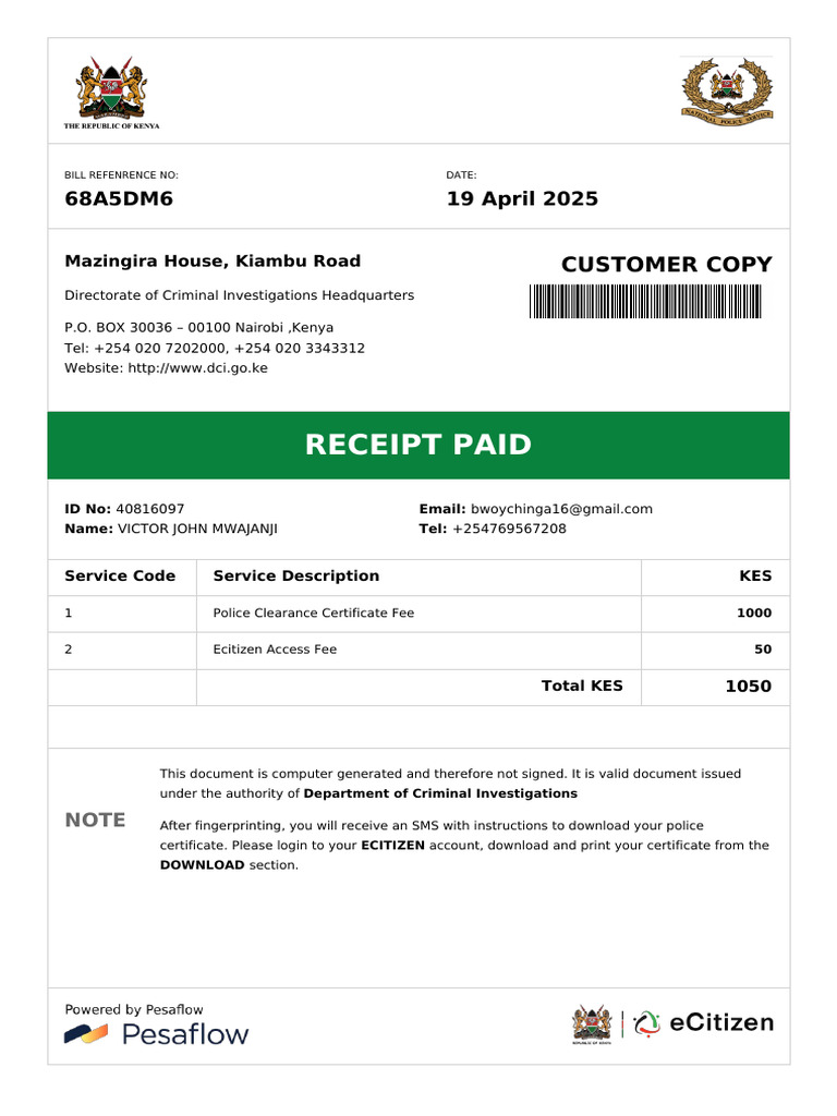 Pcc-V6sbjywpv-Dci Receipt John 2 | PDF