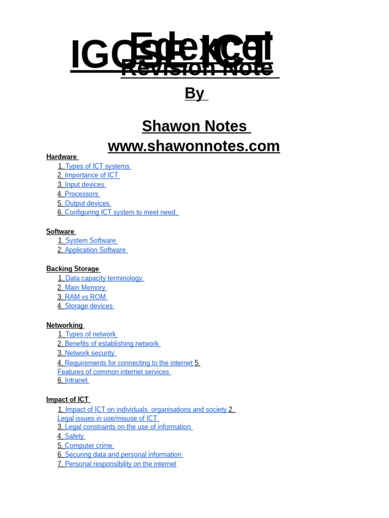 Edexcel Igcse Ict Note SN | PDF | Compact Disc | Computer Network