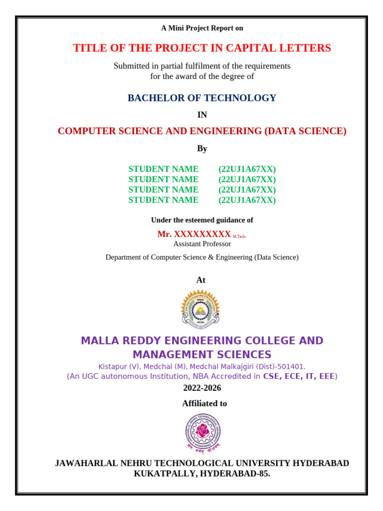 Csd-Mini Project Front Pages (r22) - 2024-25 | PDF | Turbine | Read Only Memory