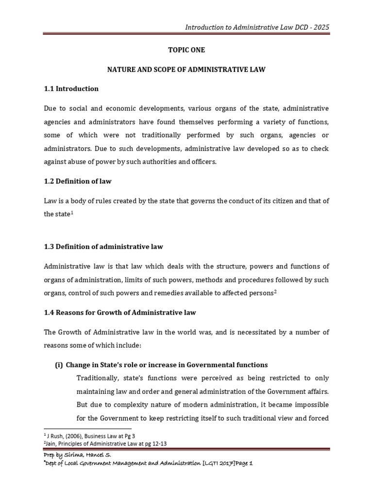Topic One-Nature and Scope | PDF | Administrative Law | Government