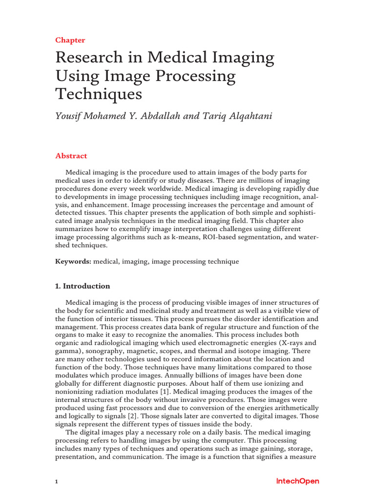 Research in Medical Imaging Using Image Processing Techniques Author Yousif Mohamed Y. Abdallah ...