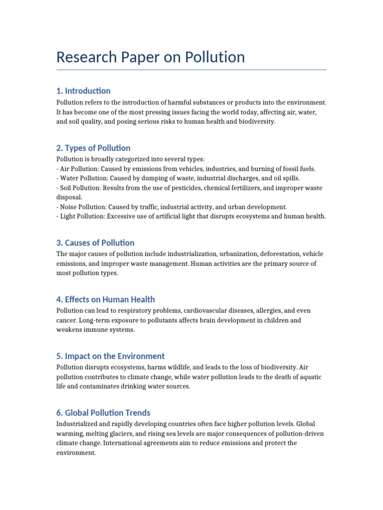 Pollution Research Paper | PDF | Pollution | Air Pollution