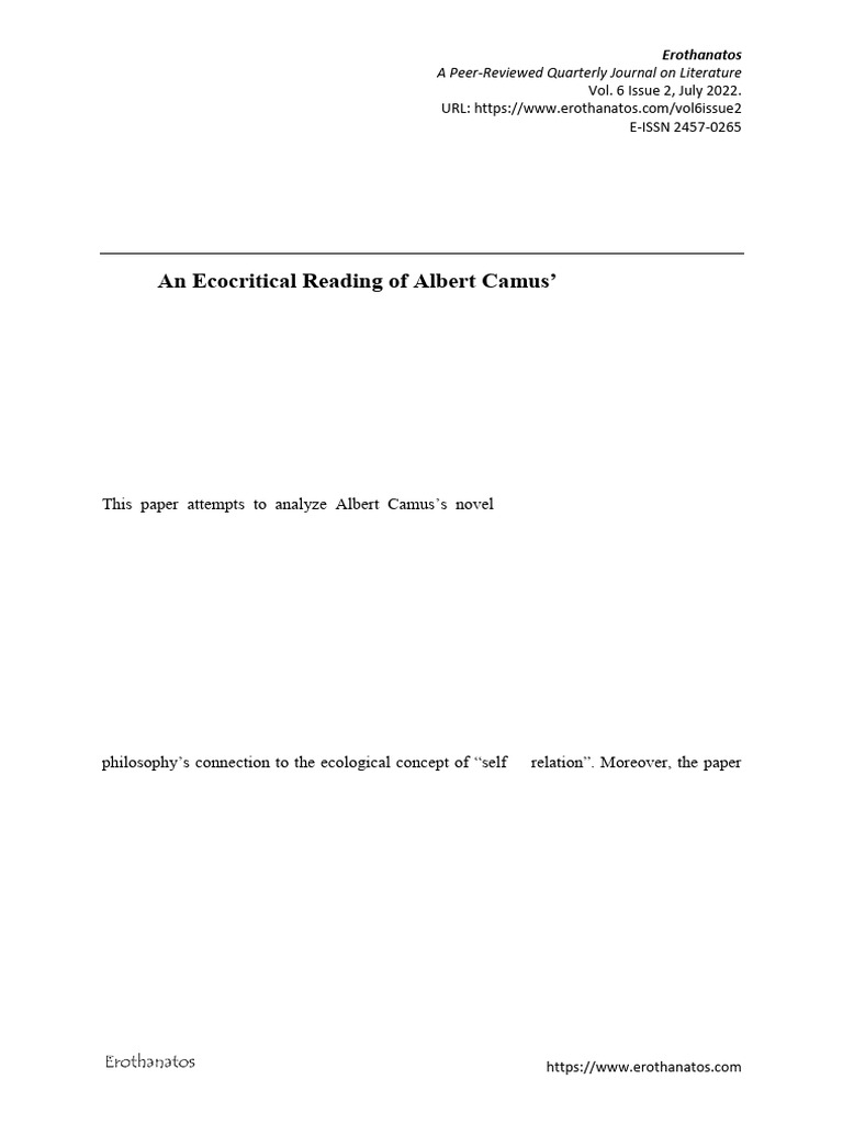 A Neco Critical Reading of Albert Camus The Outsider | PDF ...