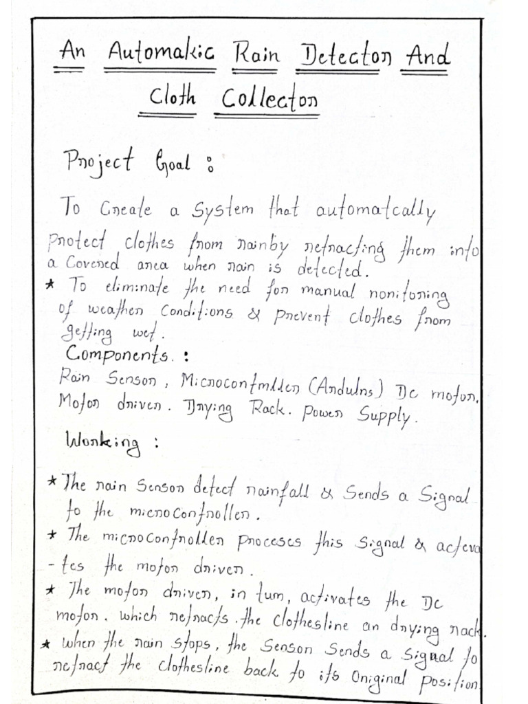 An Automatic Rain Detector and Cloth Collector | PDF