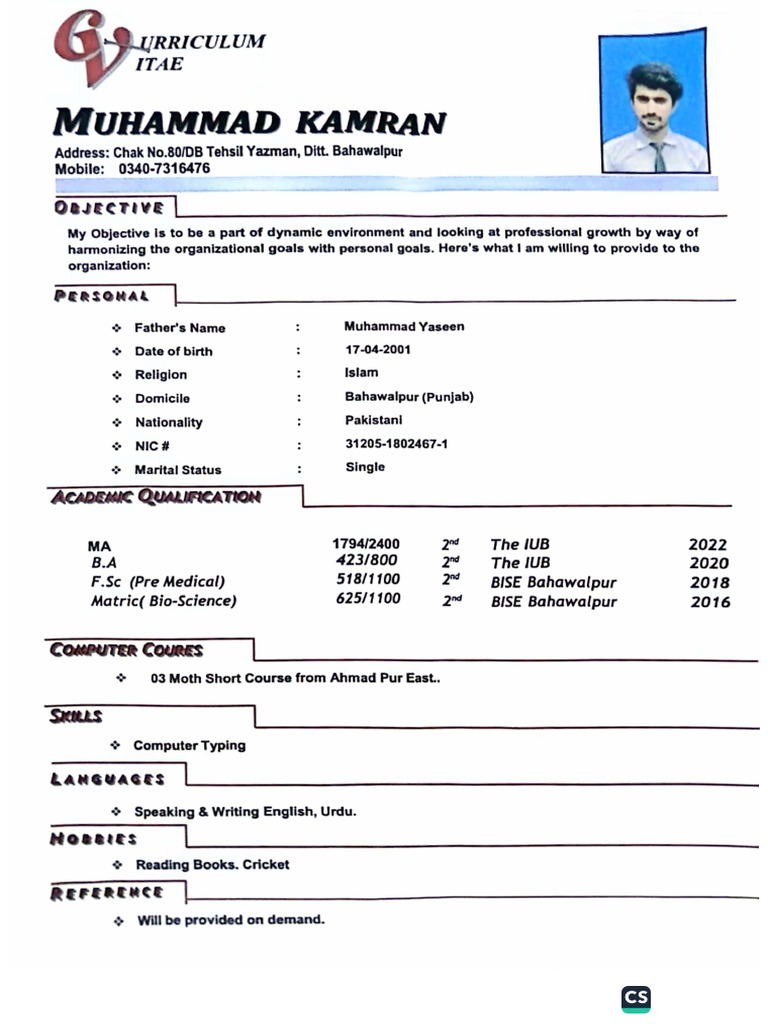 Jam Kamran CV | PDF