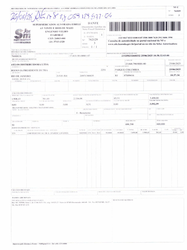 4 Elos - NF 762029 - Falta | PDF