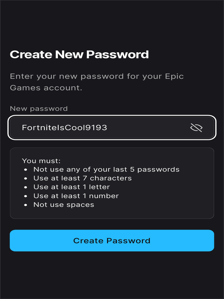 Create New Password Epic Games 2 | PDF