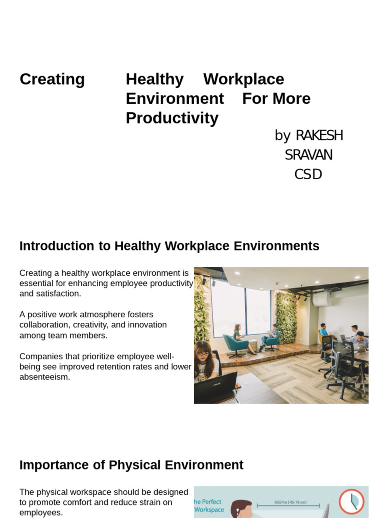 Creating Healthy Workplace Environment For More Productivity - PPTX ...