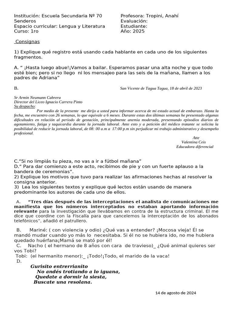 1ro. Rec. Seg Trim Lectos y Registros | PDF