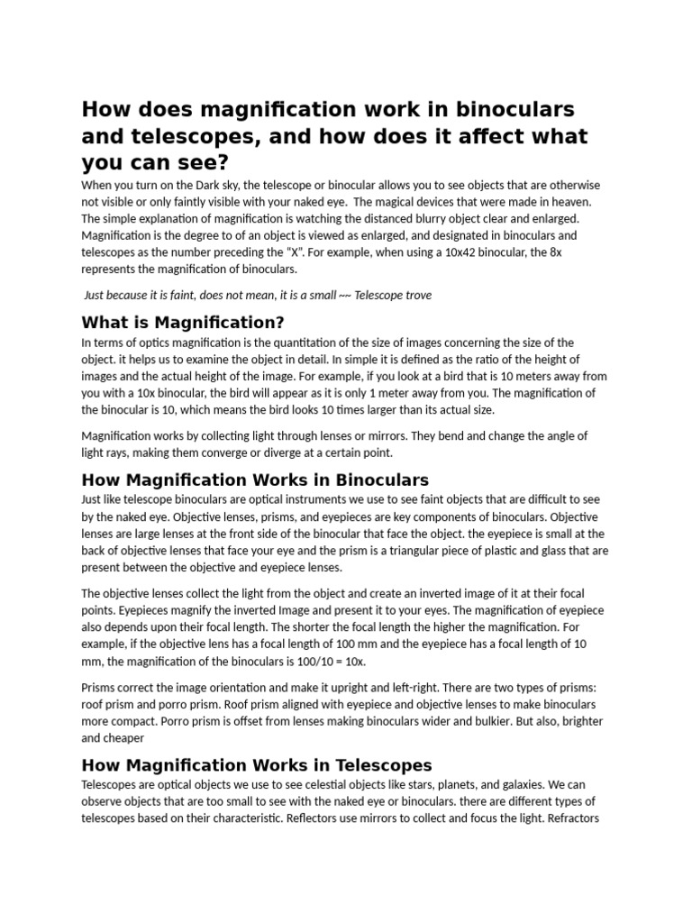 Understanding Binocular Magnification | PDF | Imaging | Equipment