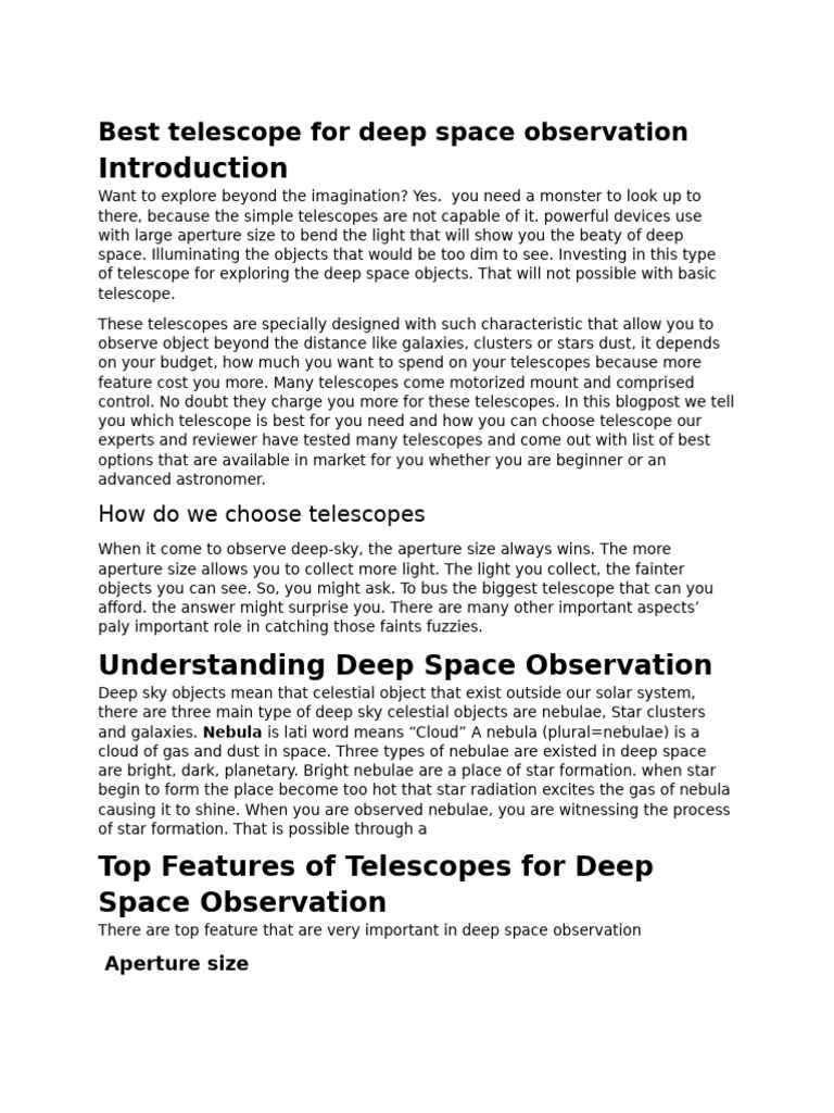 Top Telescopes for Deep Space Viewing | PDF | Telescope | Aperture